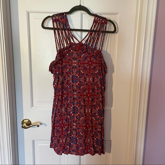 entro | Dresses | Entro Red Floral Strappy Dress Guc | Poshmark